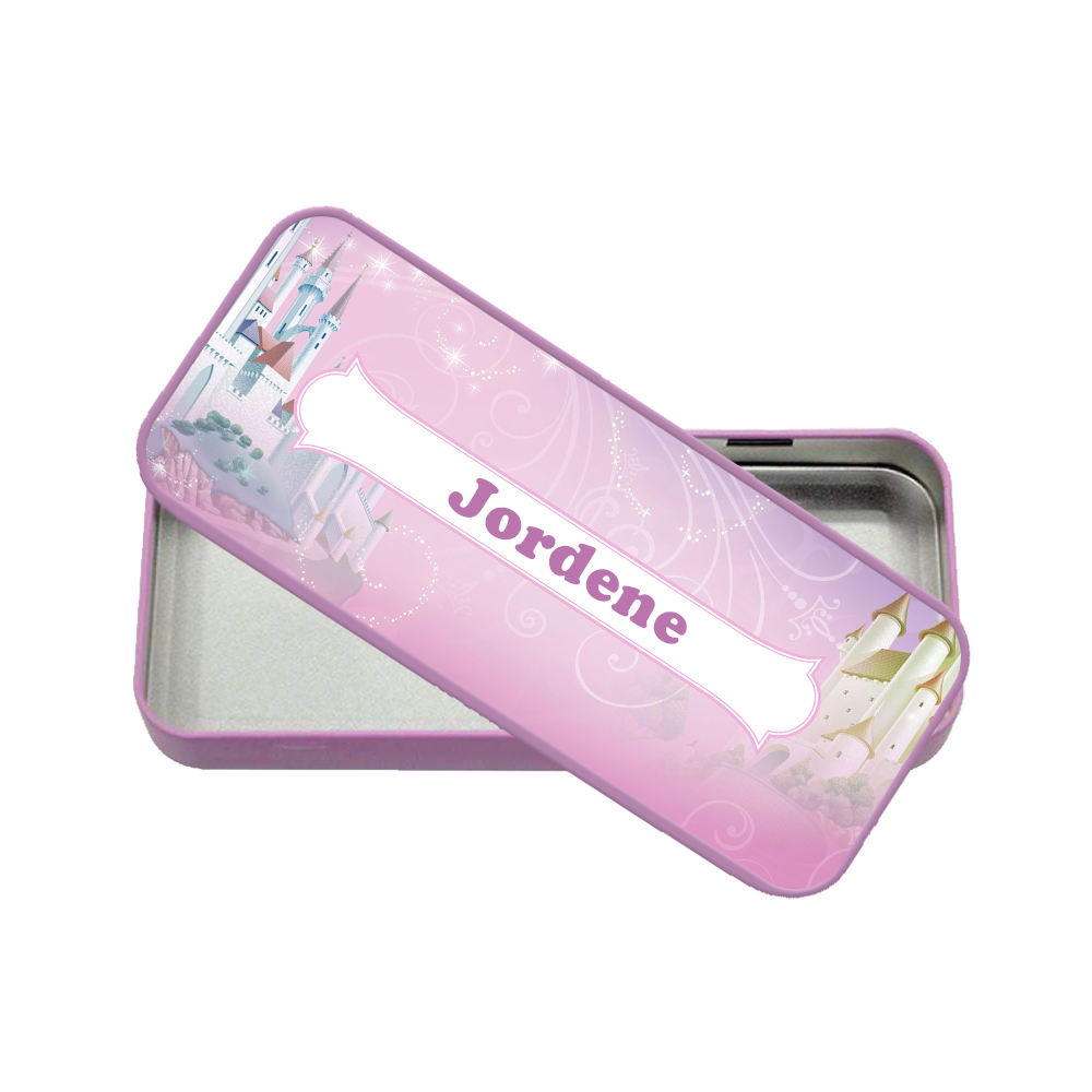 Princess Castle Pencil Case Tin Personalised with your name - Personaprint
